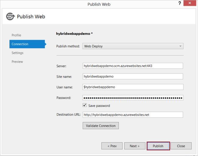Accessing On Premise Sql Server Database From Azure Web App Using Azure